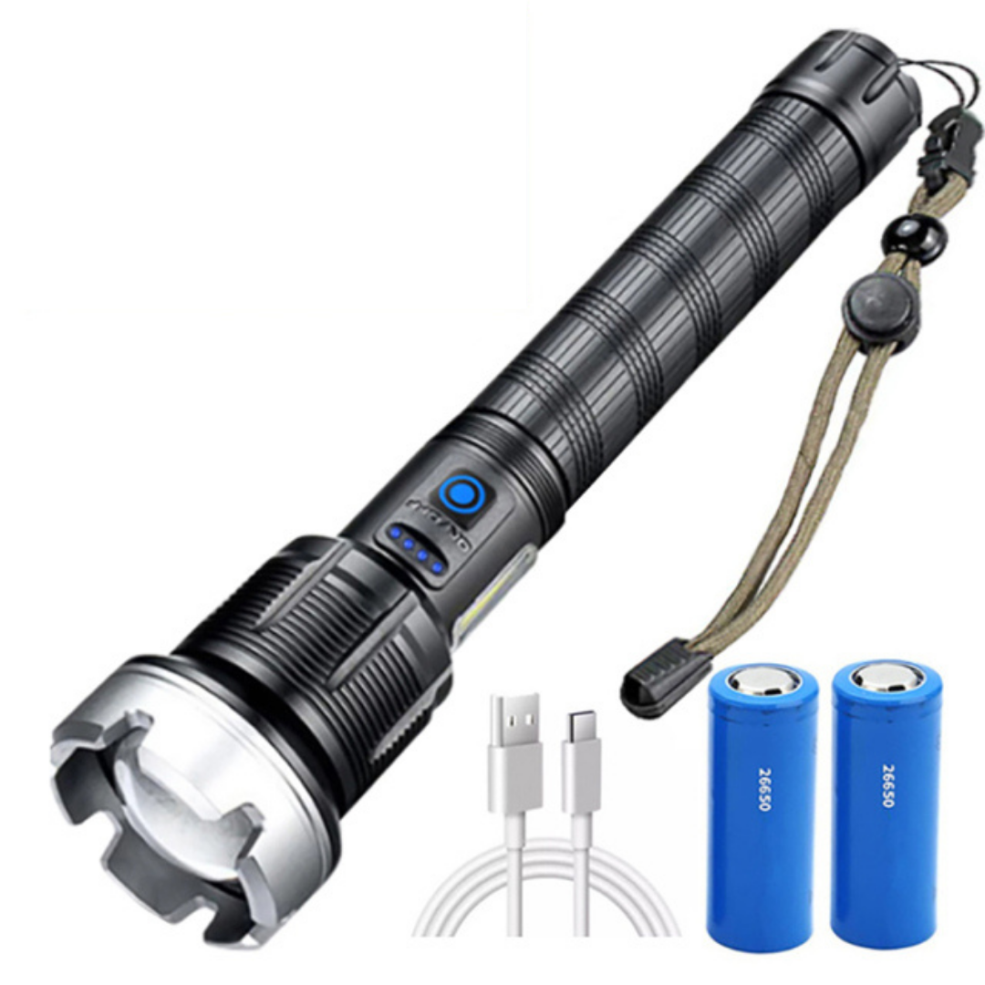 Linterna LED Ultra-Potente P90 con Zoom Táctico 🔦 – Muy Moderna Uruguay